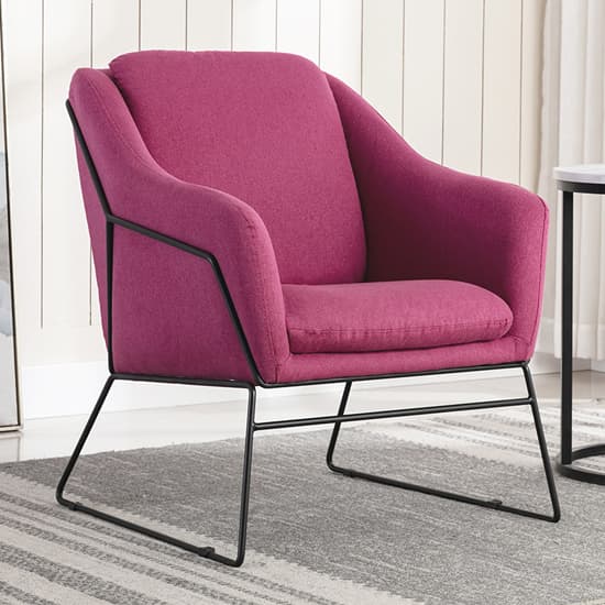 Karl Fabric Upholstered Accent Chair In Woven Berry Furniture in Fashion