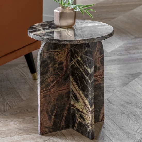 Akron Marble Side Table Round In Ember | FiF