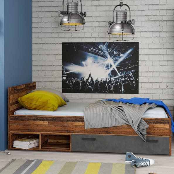 Beeston Wooden Large Single Bed In Walnut | Furniture in Fashion