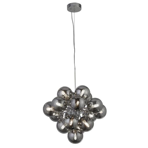 Berry 17 Light Smoked Glass Shade Pendant Light In Chrome