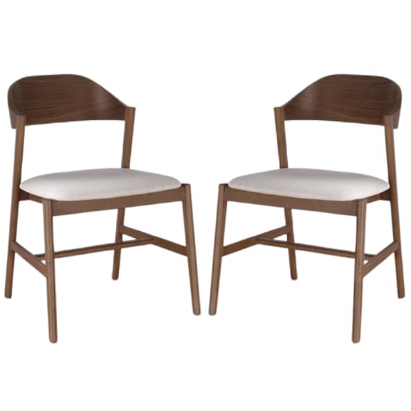 Cairo Walnut Wooden Dining Chairs With Fabric Seat In Pair