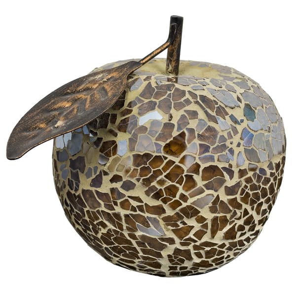 Clisson Decorative Mosaic Glass Apple Fruit With Leaf In Brown