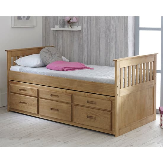 Captains Wooden Storage Single Bed With Guest Bed In Waxed Pine ...