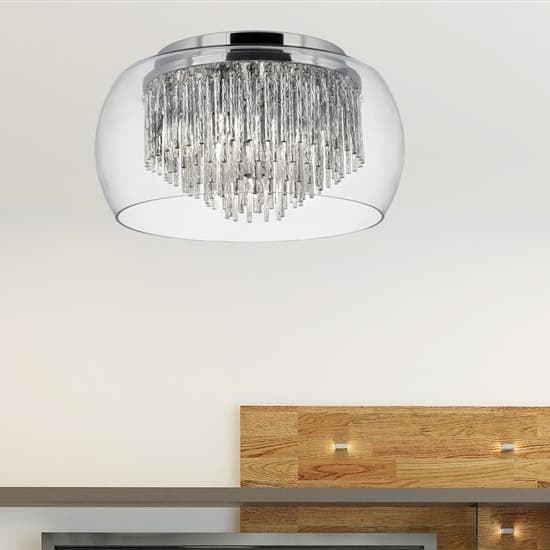 Curva 4 Lights Glass Flush Ceiling Light In Chrome | FiF