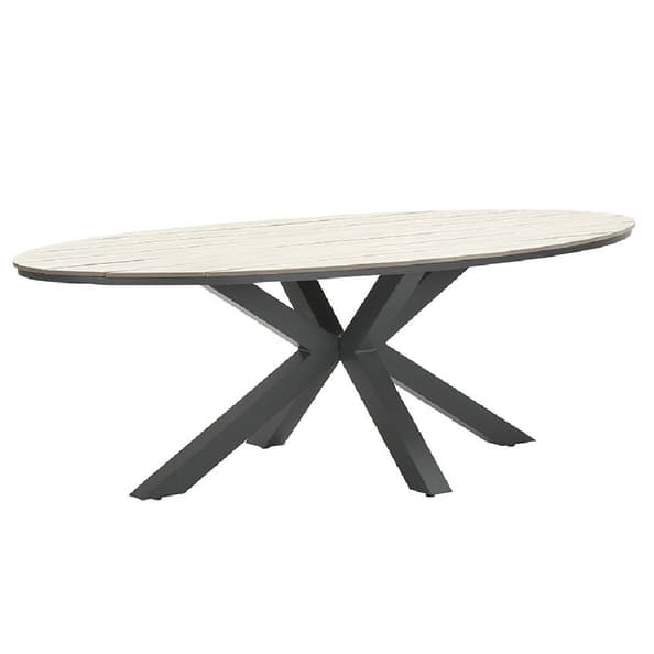 Ezra Small Wooden Oval Garden Dining Table In Light Brown