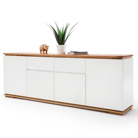 Everly Large Sideboard In Matt White Lacquered And Oak | Furniture in ...