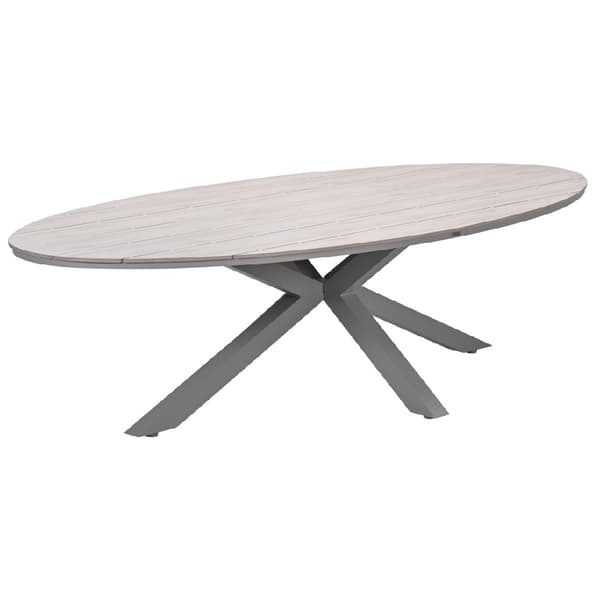 Ezra Large Wooden Oval Garden Dining Table In Taupe
