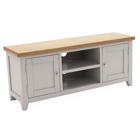 Freda Rectangular Wooden TV Stand With 2 Doors In Grey And Oak ...
