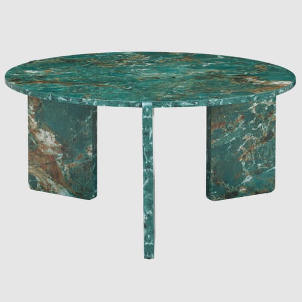 Halifax Wooden Round Coffee Table In Amazon Green Marble Effect