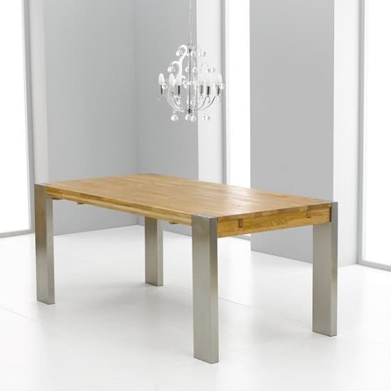 Hamburg Wooden Extendable Dining Table In Oak With Metal Base ...