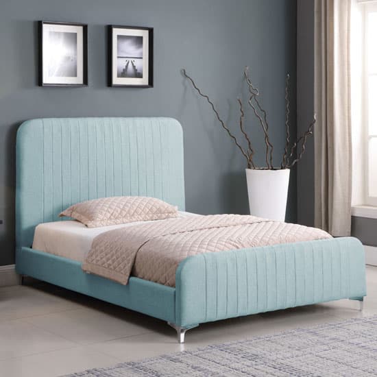 Hasson Fabric Super King Size Bed In Teal | Furniture in Fashion