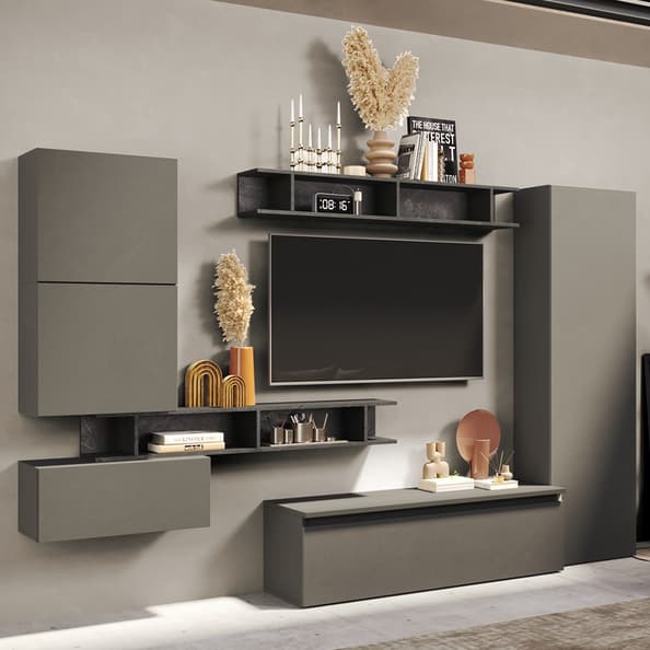 Infinite VI Wooden Entertainment Unit In Slate And Lead