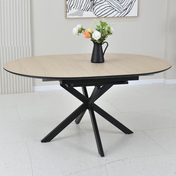 Irmo Wooden Round Extending Dining Table In Dune Oak