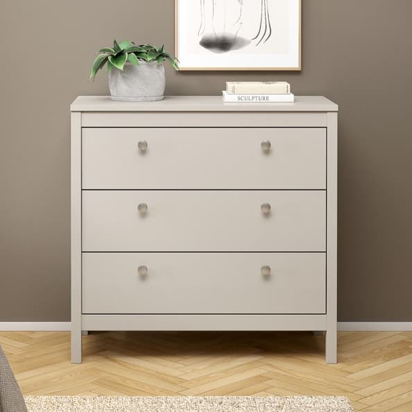 Macron Wooden Chest Of 3 Drawers In Cashmere