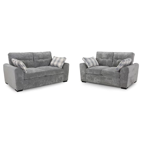 Maik Plush Velvet 3+2 Seater Sofa Set In Grey | Furniture in Fashion
