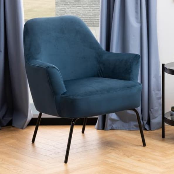 Montclair Fabric Lounge Chair With Black Legs In Navy Blue