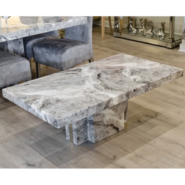 Newington Marble Rectangular Coffee Table In Grey
