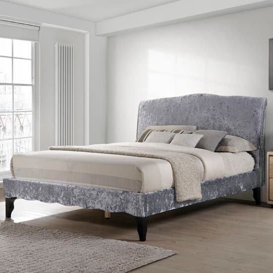 Orbit Fabric King Size Bed In Dark Grey Crushed Velvet | Furniture in ...