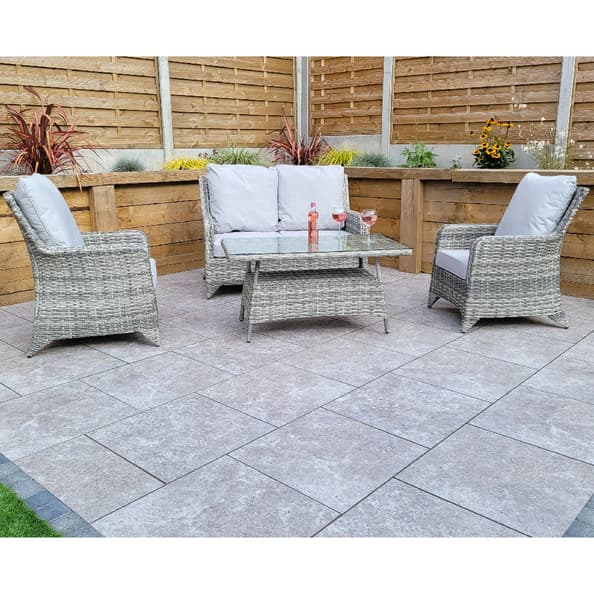 Savvy Rattan Garden 4 Seater Sofa Set With Coffee Table In Grey