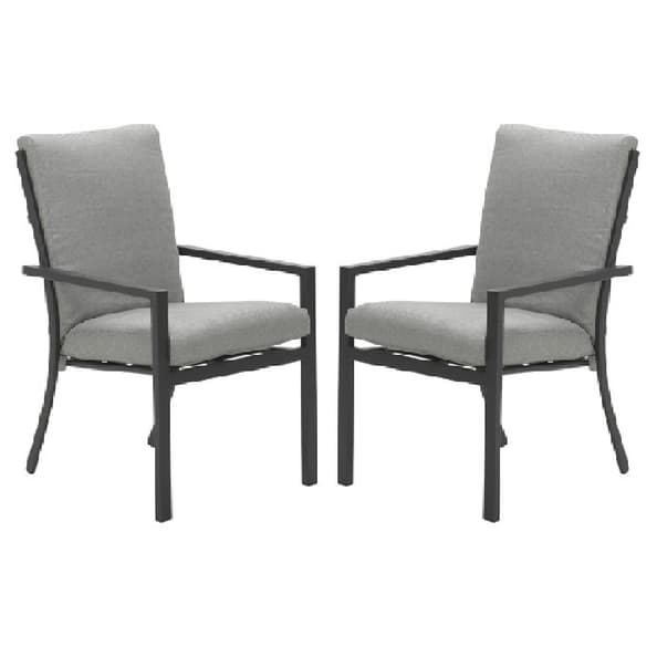 Sedalia Light Grey Aluminium Dining Chairs With Cushion In Pair