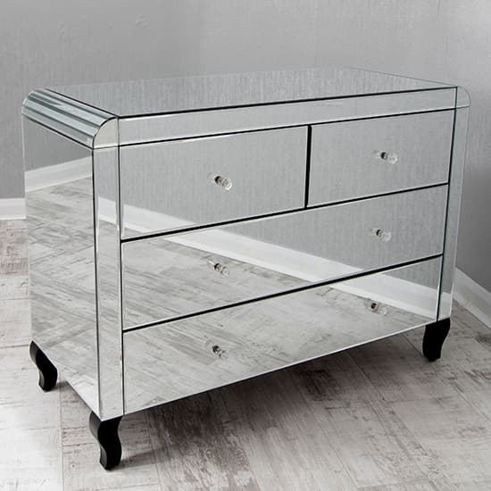 Teara Clear Glass Chest Of 4 Drawers In Mirrored | Furniture in Fashion