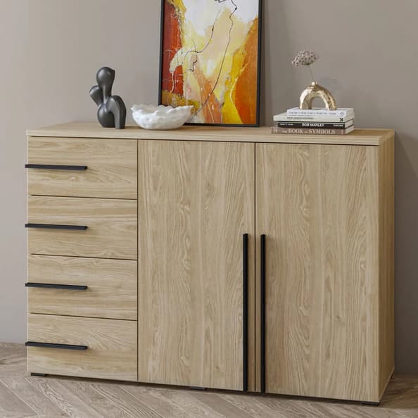 Viola Wooden Sideboard With 2 Doors 4 Drawers In Oiled Oak