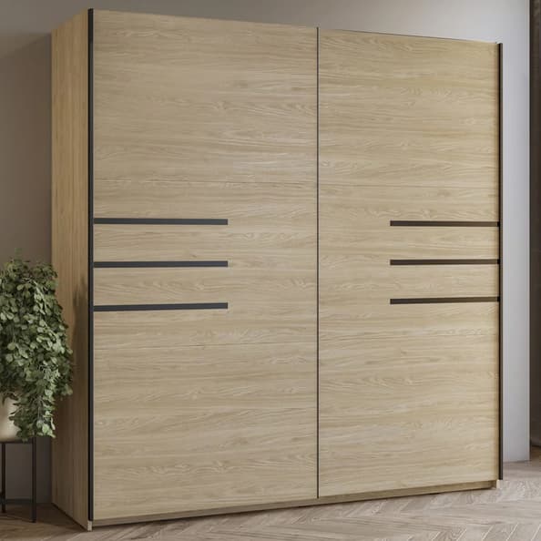 Viola Wooden Wardrobe With 2 Sliding Doors In Oiled Oak