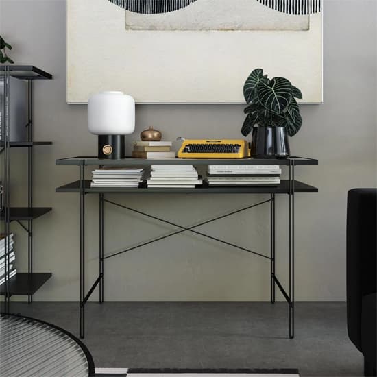 Warren Wooden Laptop Desk With 1 Shelf In Black | Furniture in Fashion