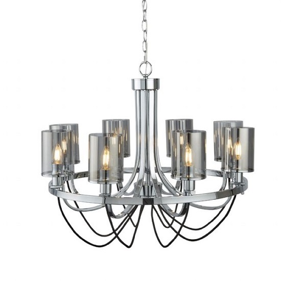 Catalina Chrome Ceiling Cable Lamp With Smoked Glass Shades | Furniture ...