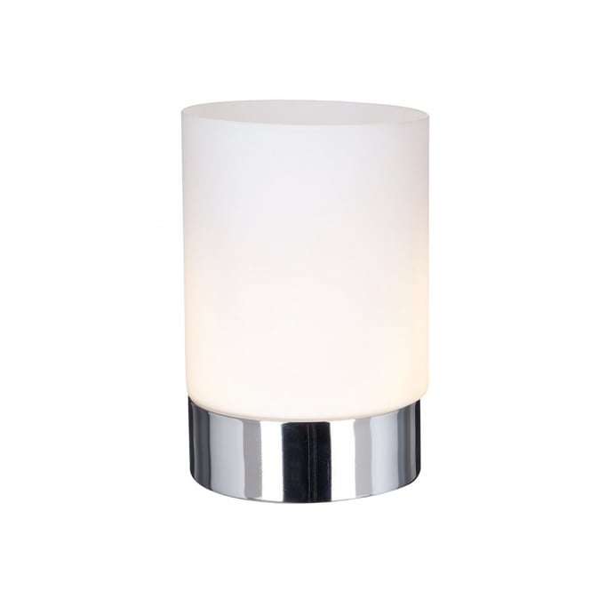 Chrome Cylindrical Touch Table Lamp With Opal White Glass Shade ...