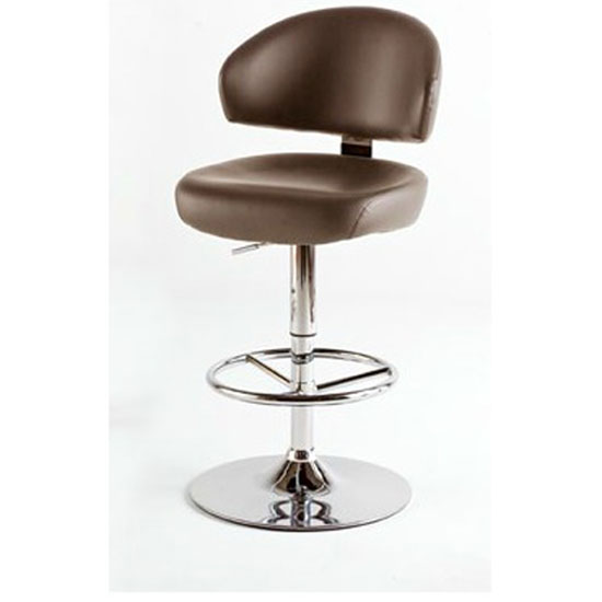 Bingo Brown Bar Stool In Faux Leather With Chrome Base | Furniture in ...