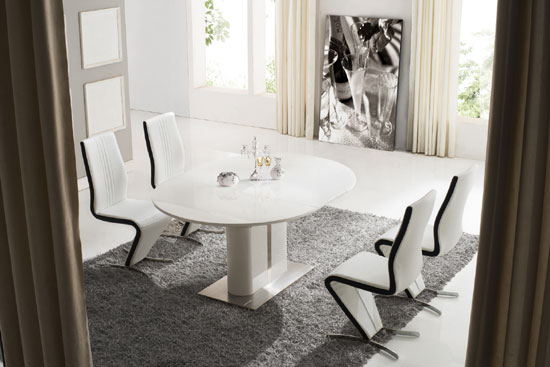 Tripton Extendable Dining Table In White Gloss With Chrome Base ...