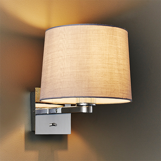 Issac Grey Taper Cylinder Shade Wall Light In Polished Chrome