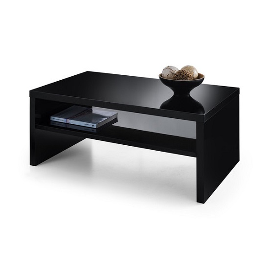 Metric Coffee Table In Black High Gloss With UnderShelf | Furniture in ...