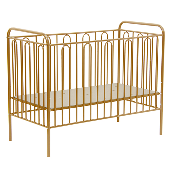 Nutkin Vintage Metal Baby Cot Bed In Gold | Furniture in Fashion