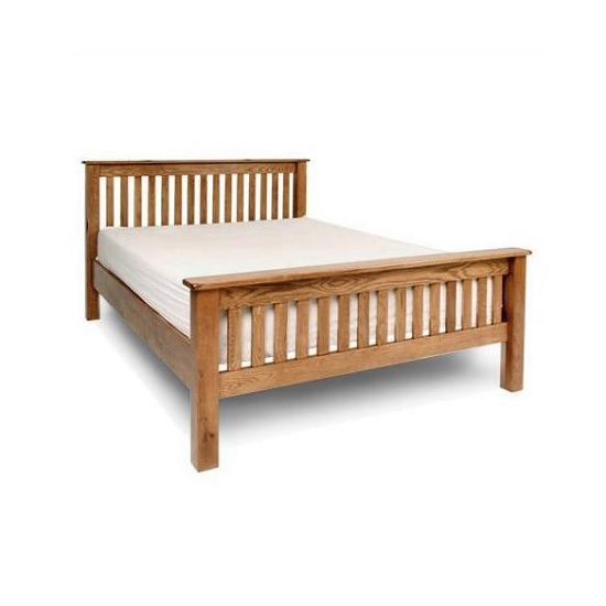 Chalet Wooden King Size Bed In Solid Rustic Oak 27285