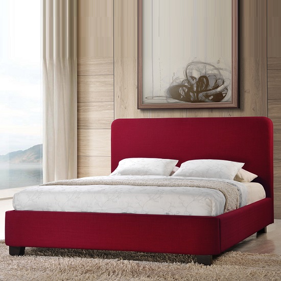 Opalia Bed In Red Fabric With Black Feet | Furniture in Fashion