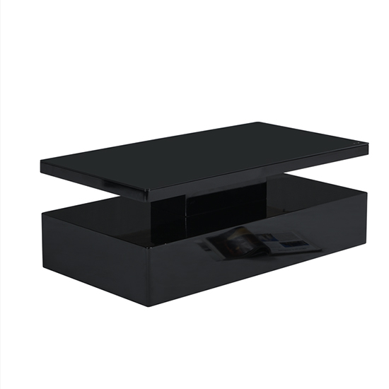 Quinton Glass Top High Gloss Coffee Table In Black With LED | Furniture ... Quinton Glass Top High Gloss Coffee Table In Black With LED | Furniture ...