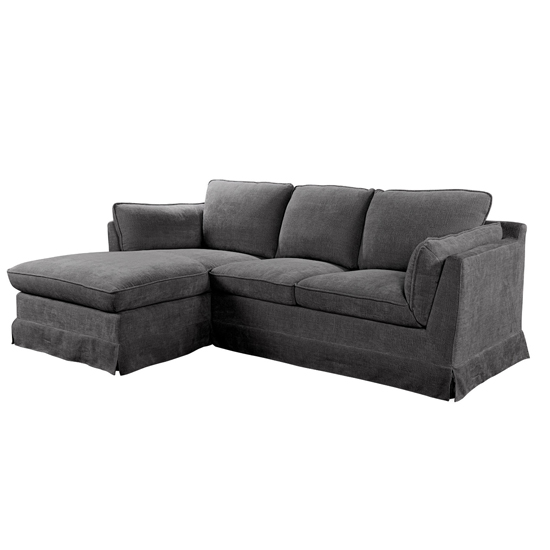 Barresi Chenille Fabric Left Hand Corner Sofa In Silver Finish ...