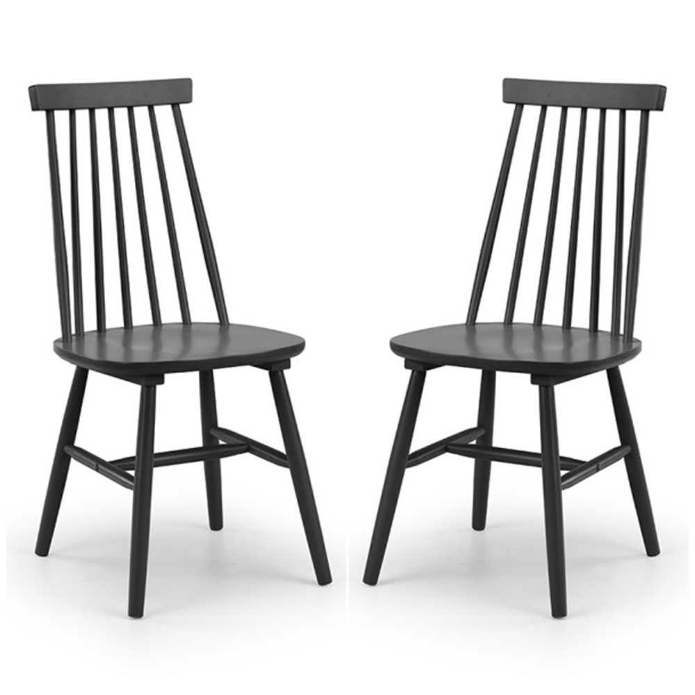 Abeje Black Wooden Dining Chairs With Spindle Back In Black Pair ...