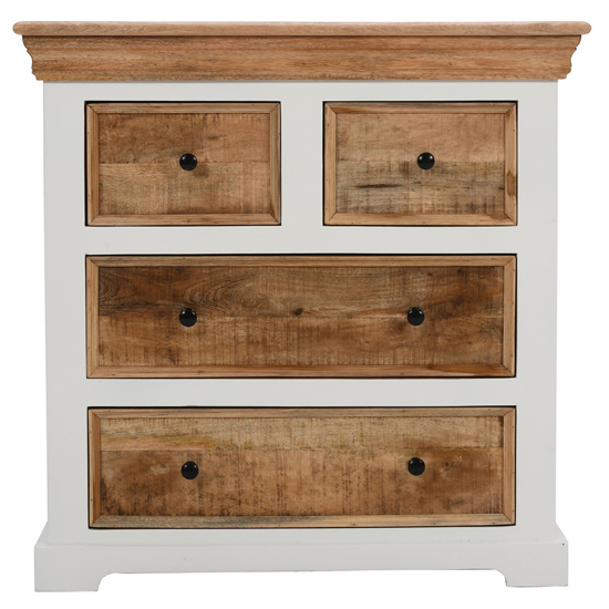 Accra Solid Mango Wood Chest Of 4 Drawers In Oak