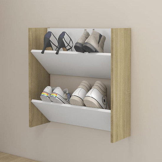 Adelio High Gloss Wall Mounted Shoe Storage Rack In Grey | Furniture in ...