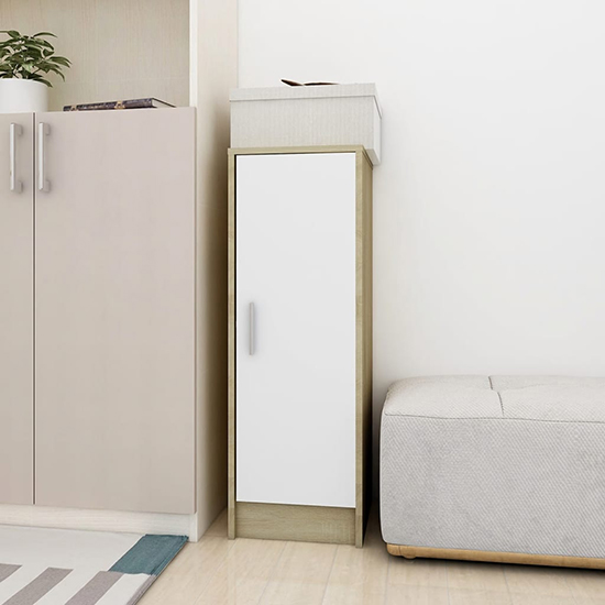 Airell Shoe Storage Cabinet With 6 Shelves In White Sonoma Oak ...