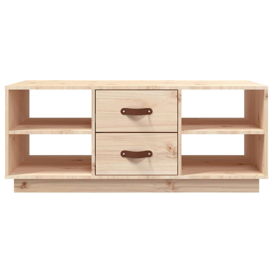 Aivar Pine Wood Coffee Table With 2 Drawers In Natural