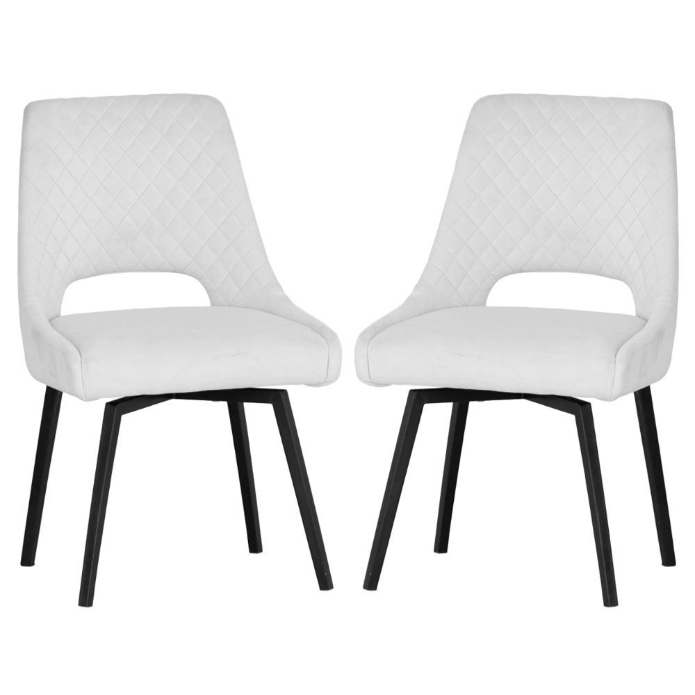 Akron Limestone Velvet Dining Chairs With Metal Legs In Pair ...