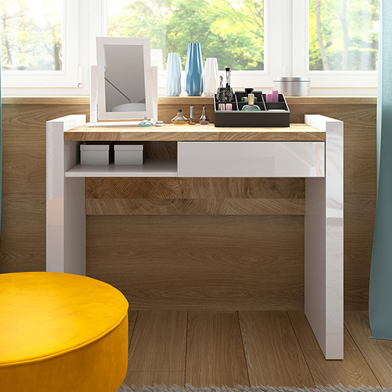 Alameda High Gloss Dressing Table With 1 Drawer In White | Furniture in ...