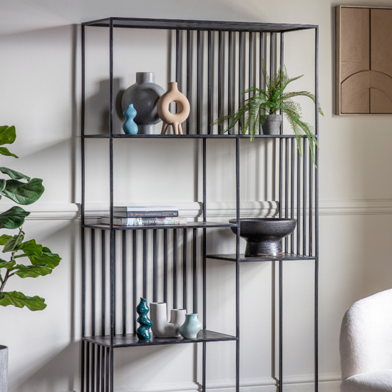 Alana Metal Open Display Shelving Unit In Matt Black