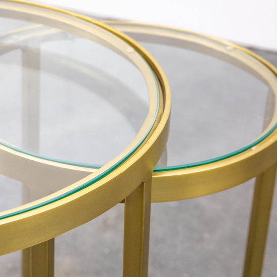 Alcoa Clear Glass Top Nest Of 2 Tables With Gold Metal Frame ...