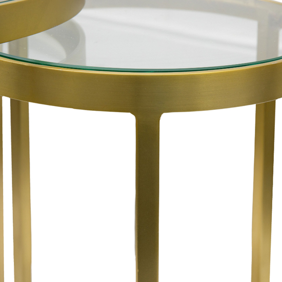 Alcoa Clear Glass Top Nest Of 2 Tables With Gold Metal Frame ...