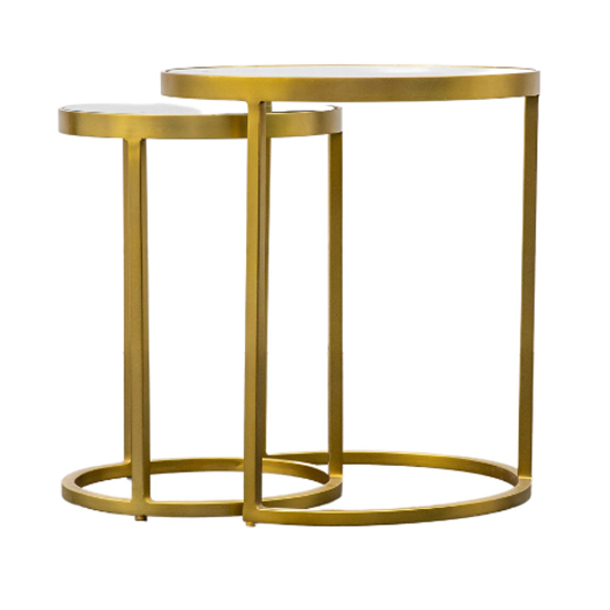 Alcoa Clear Glass Top Nest Of 2 Tables With Gold Metal Frame ...